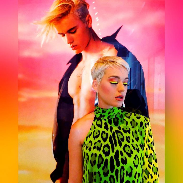 Katty Perry In Neon Leopard Print Dress And Layered Pixie Cut 2023 ...