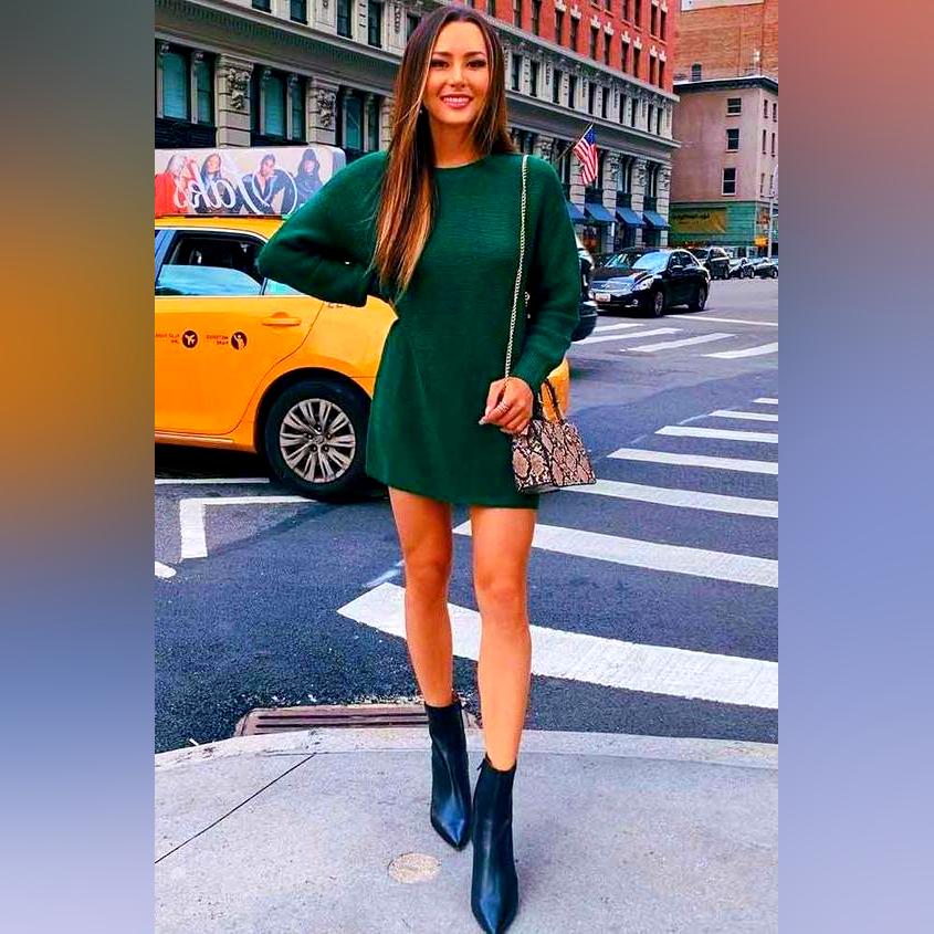 Green Sweater Dress Outfit For Winter 2023 | Fashion Canons